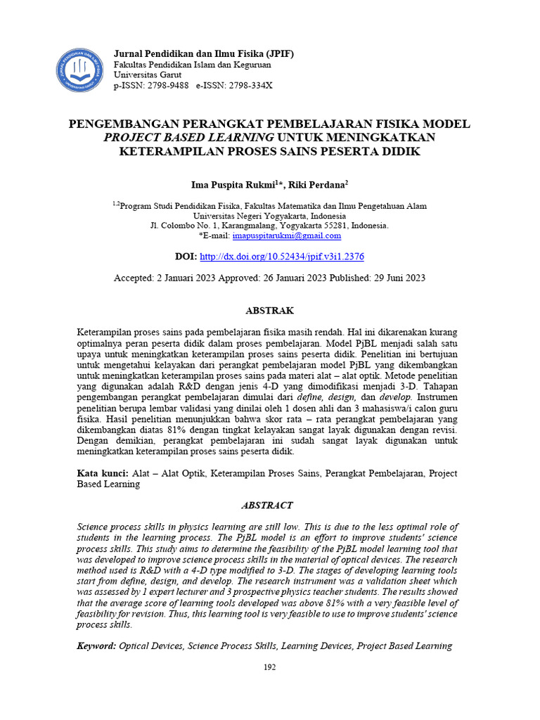 PBL Untuk Sains | PDF