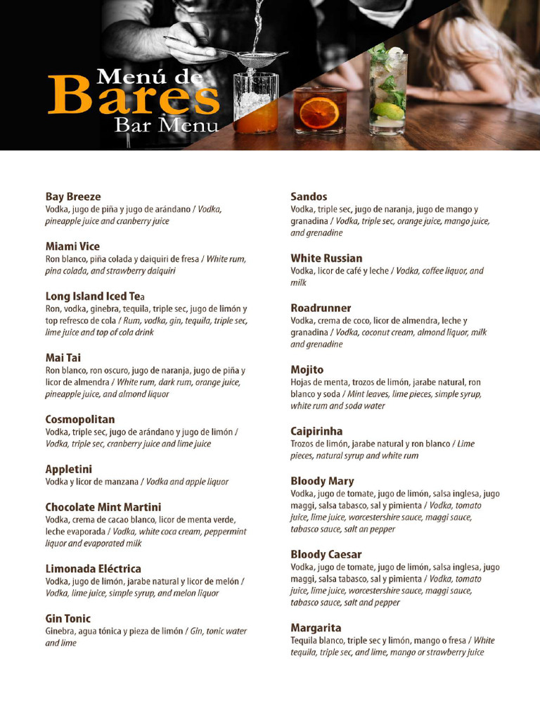 Menu Bares Bars | PDF