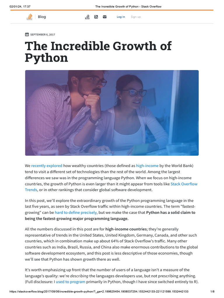 The Incredible Growth of Python - Stack Overflow | PDF | Java Script | Economic Growth