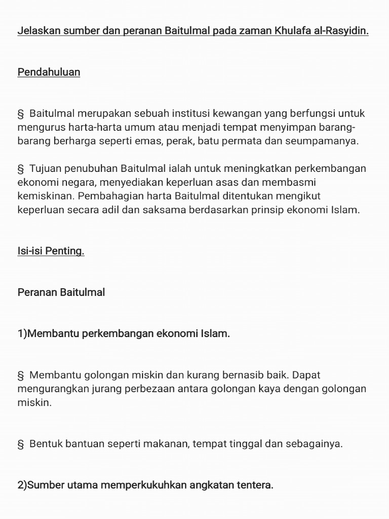 Peranan Baitulmal | PDF