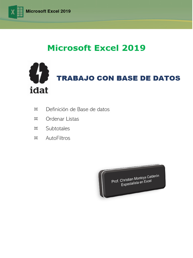 Trabajo Con Base de Datos | PDF | Bases de datos | Microsoft Excel