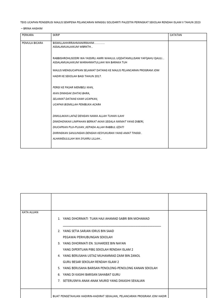 Teks Ucapan Pengerusi Majlis Sempena Pelancaran Solida Palestin | PDF