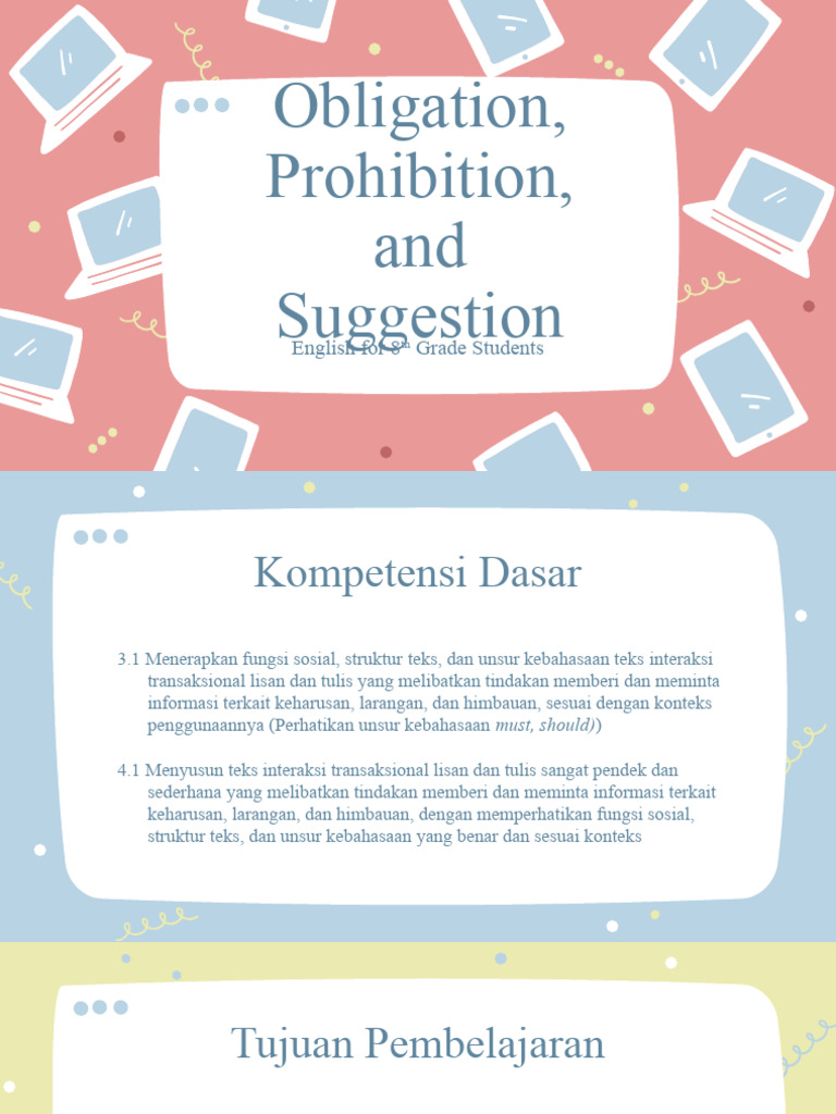 8th Grade English: Obligation & Prohibition | PDF | Verb | Adverb