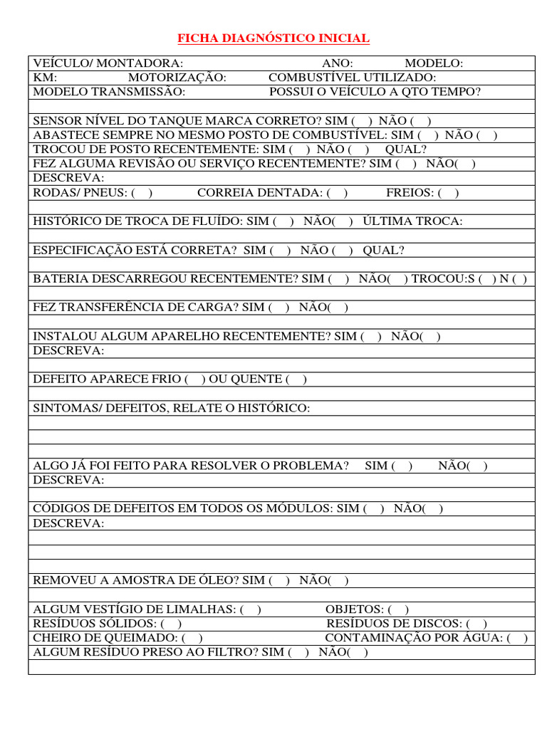 Ficha Diagnóstico Inicial Pdf