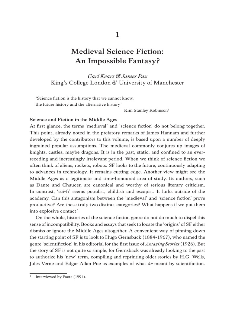 Introduction To Medieval Science Fiction | PDF | Science Fiction | Science