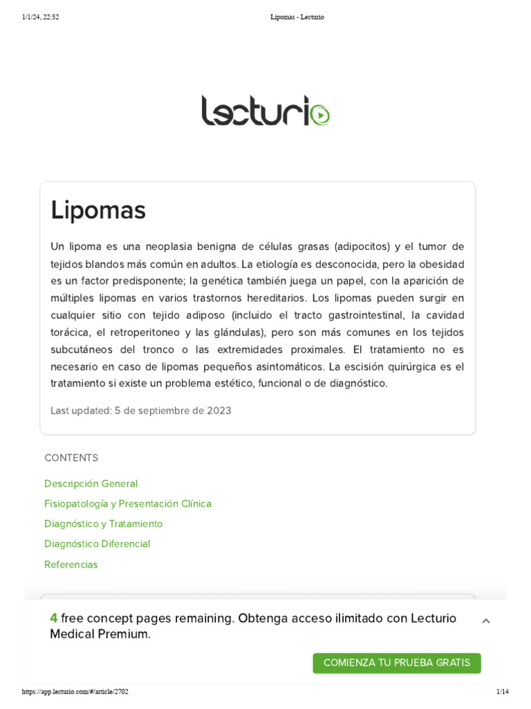 LIPOMAS | PDF | Tejido adiposo | Enfermedades y trastornos
