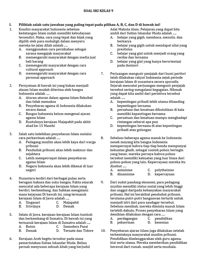 Soal Ski Kelas 9 | PDF