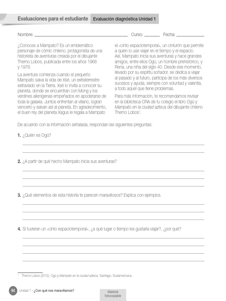 Evaluación Diagnóstica 6° | PDF