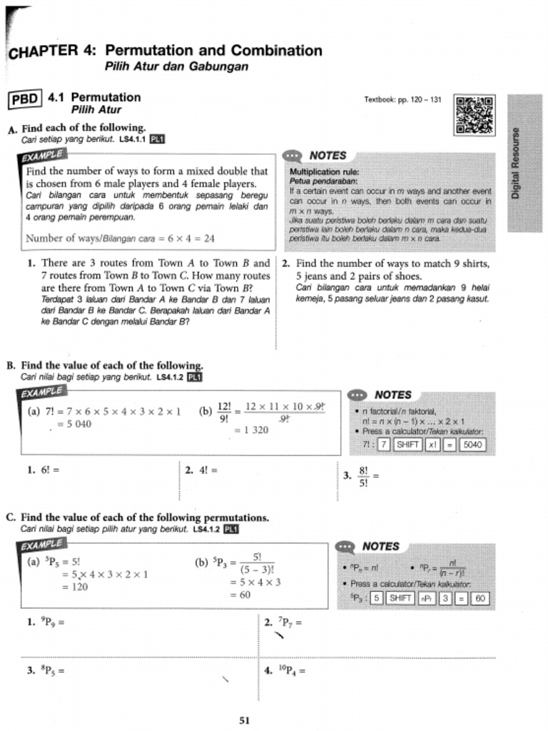 F5 AM Chap 4 Permutation & Combination | PDF