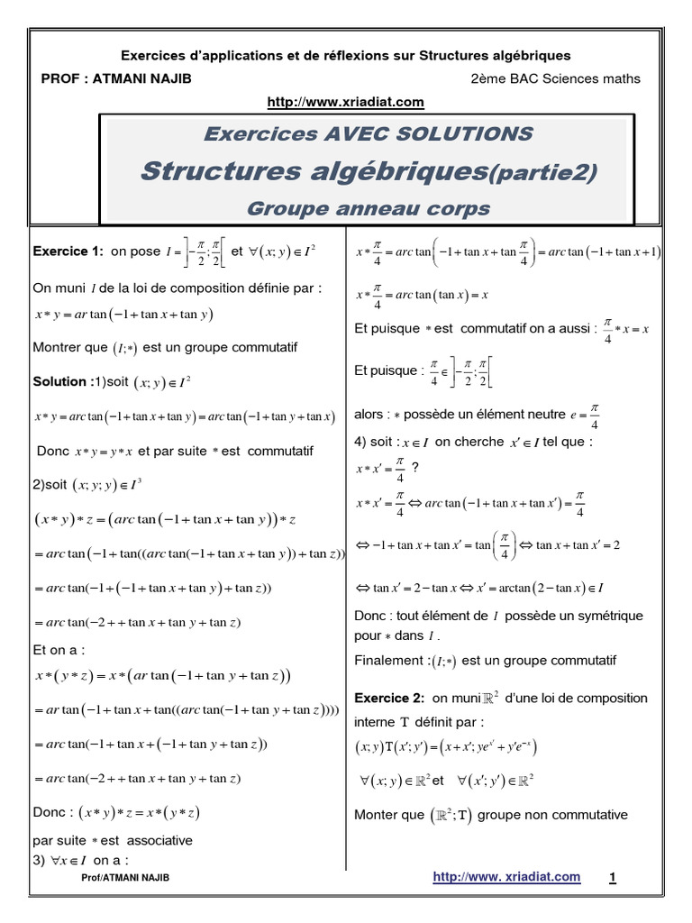 Exercices sur Groupes et Structures Algébriques | PDF | Méthodes et références pédagogiques