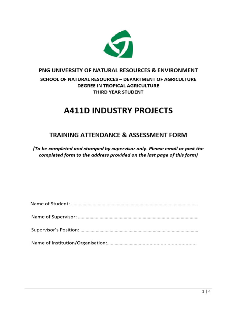 3rd Year Degree Field Supervisor's Assessment Form 2024 | PDF
