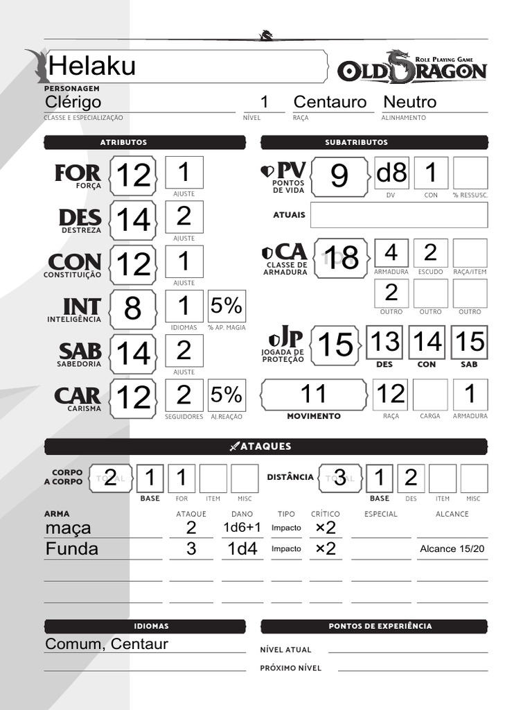 Ficha Old Dragon C Centauro | PDF