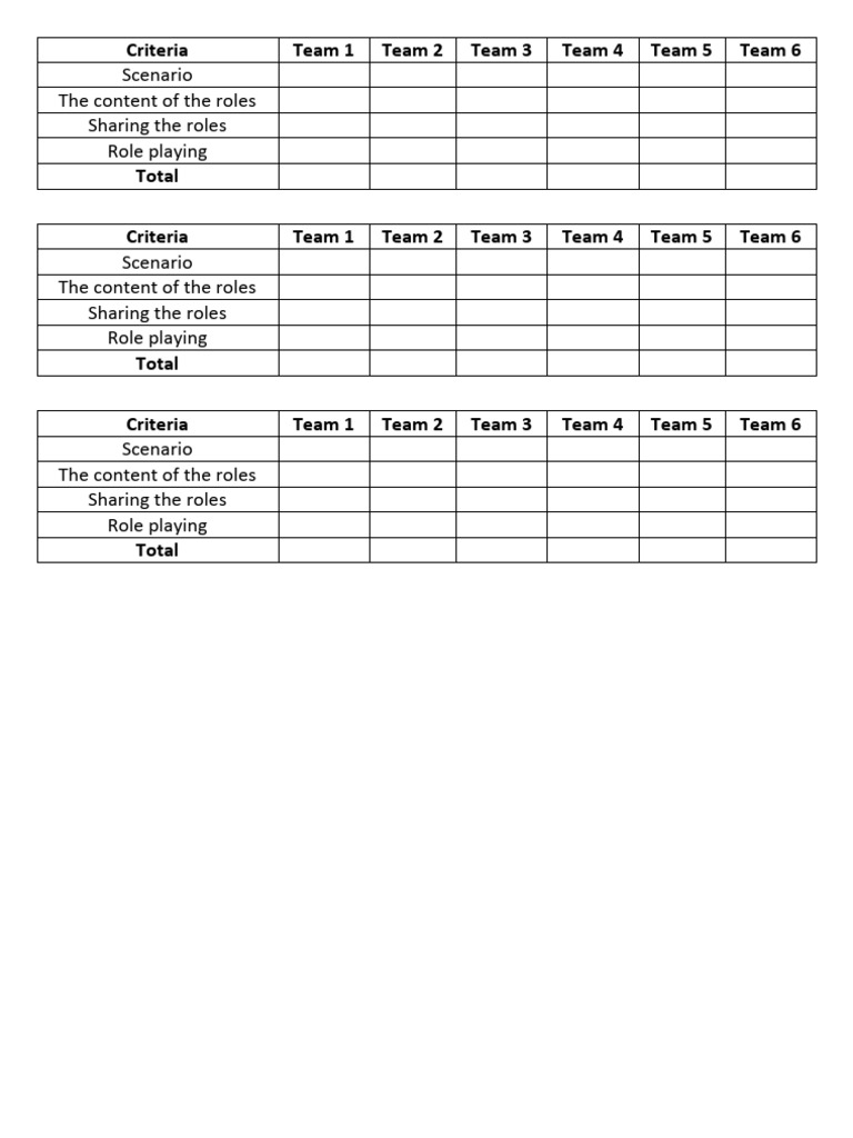 Criteria For Role Play | PDF | Language Arts & Discipline
