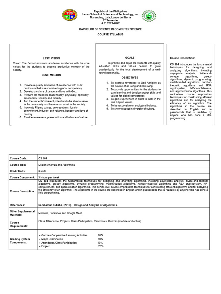 CS 104-DESIGN ANALYSIS OF ALGORITHMS | PDF CS 104-DESIGN ANALYSIS OF ALGORITHMS | PDF