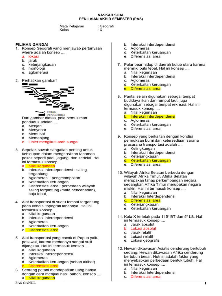 Lat Soal Geografi Edit Excel | PDF