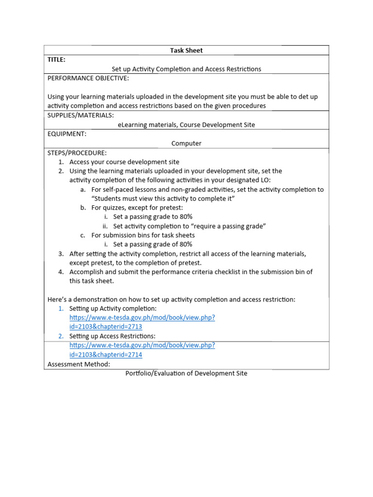 13 Task Sheet Activity Completion and Restrictions | PDF | Cognitive Science | Behavior Modification