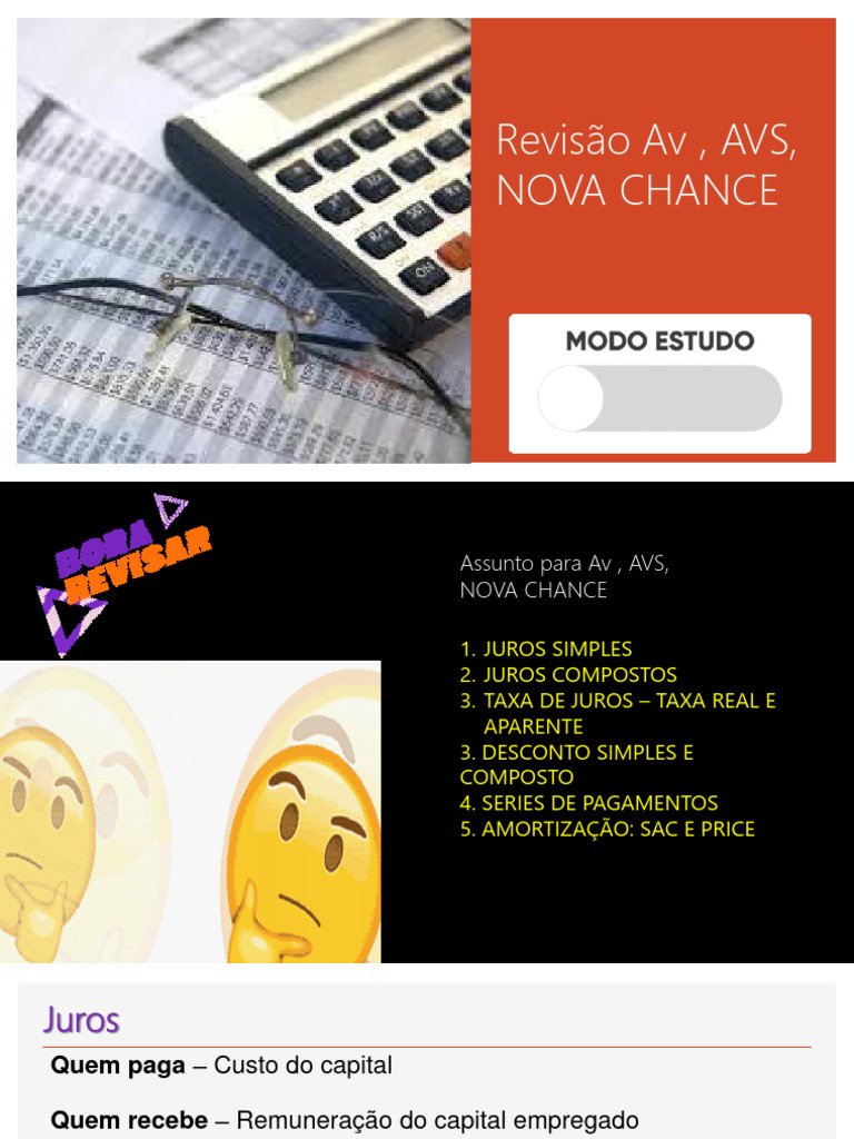 Aula - Revis o Av 2023.2 | PDF | Juros | Bancos