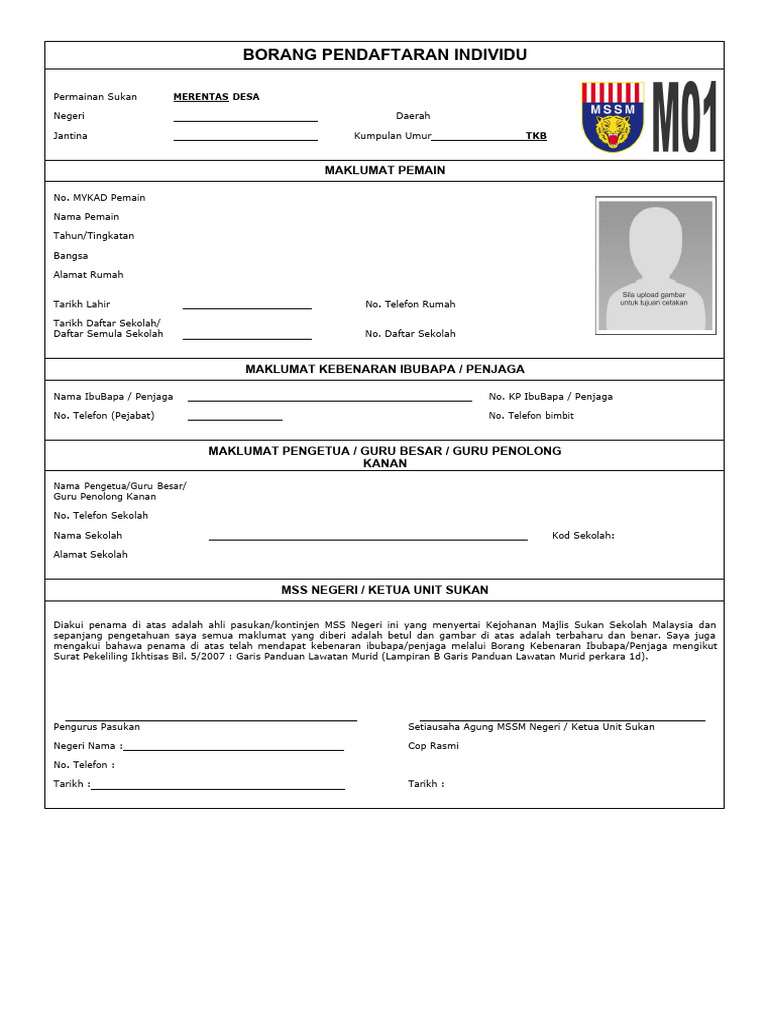 Borang M01 R01 | PDF
