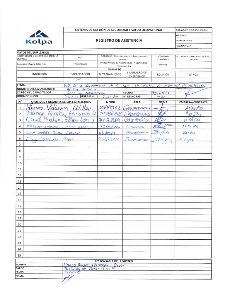 Uso de La Información de La Hoja de Datos de Seguridad de Materiales ...