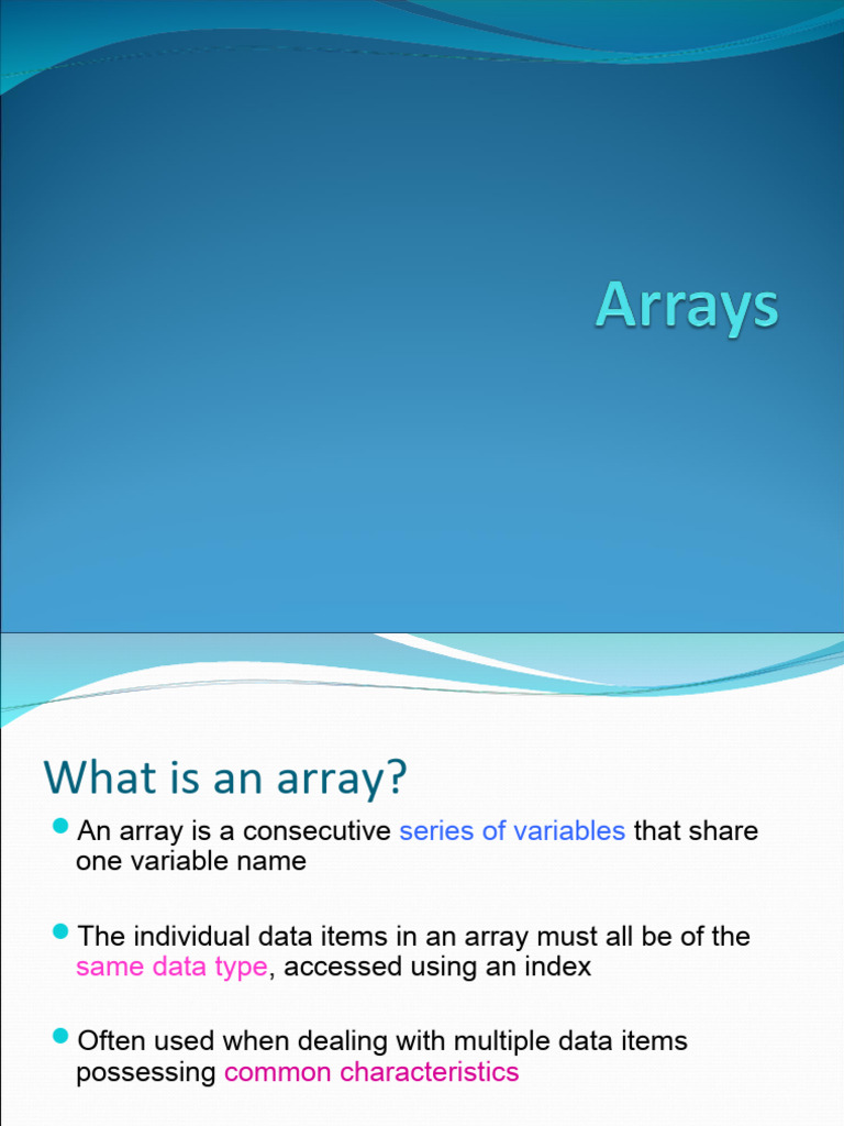 Arrays Pdf Integer Computer Science Variable Computer Science 1474