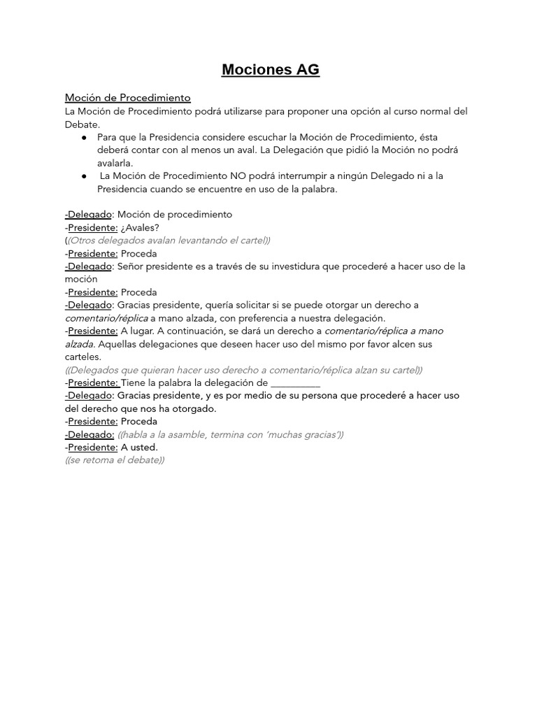 Ejemplos Mociones | PDF