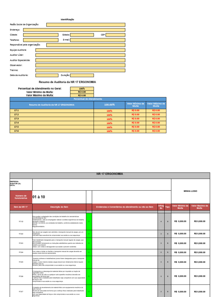 Check List NR-17 - Ergonomia | PDF | Fatores humanos e Ergonomia ...