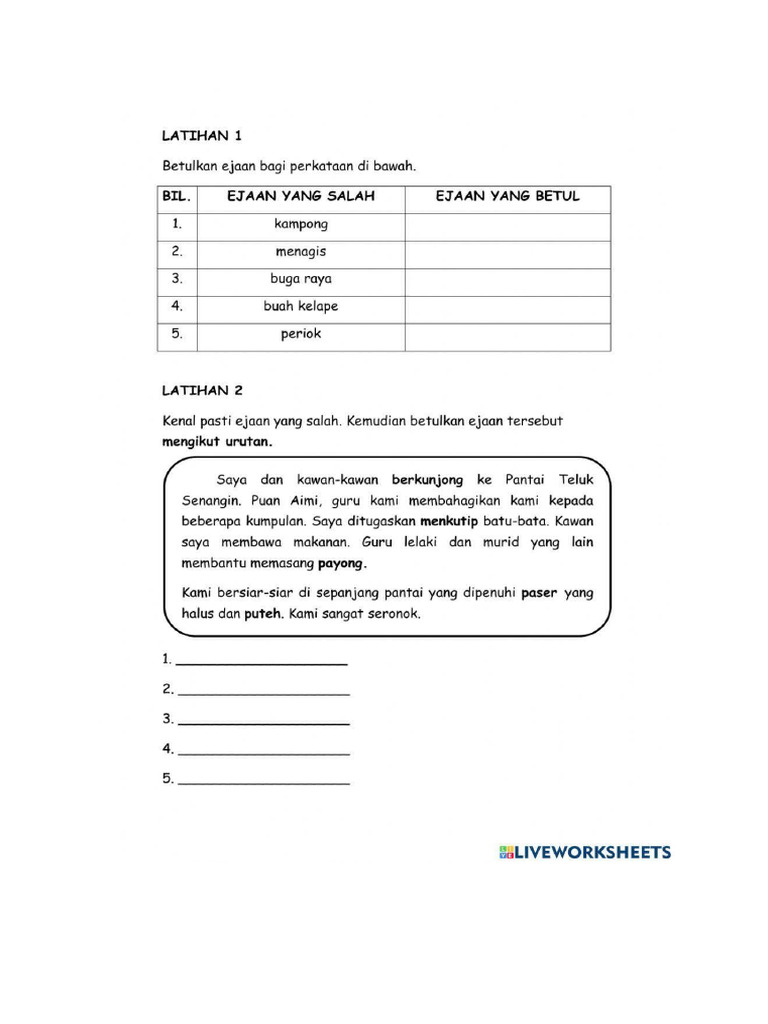 Edit Ejaan Tahun 1 | PDF