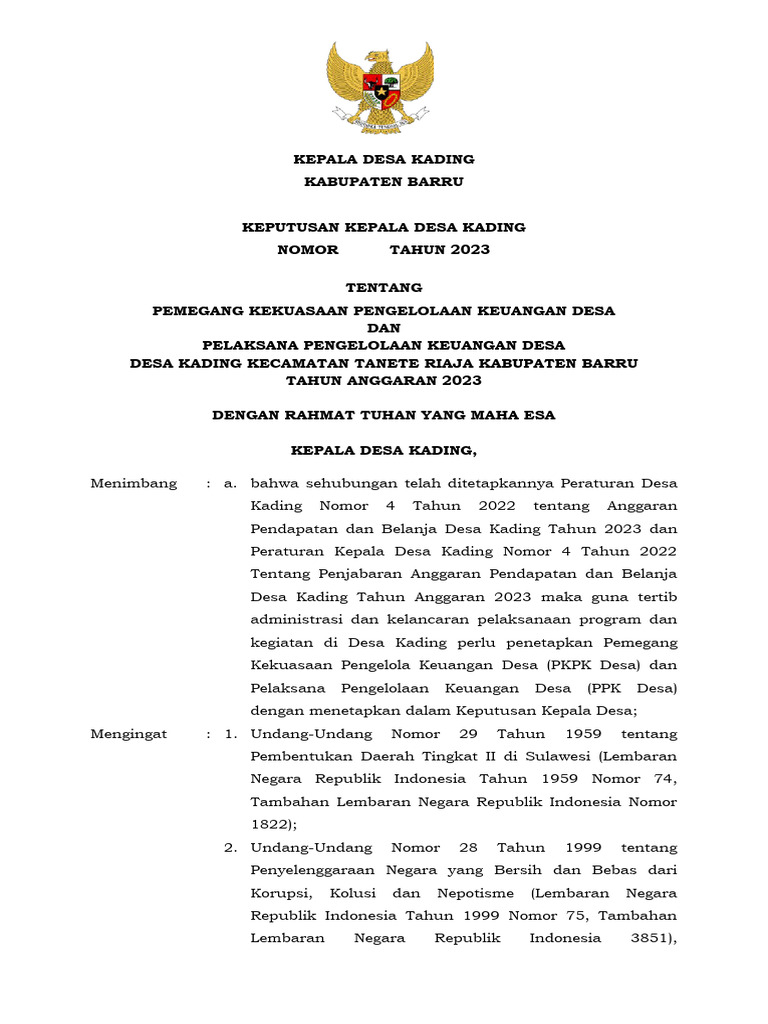 SK PPKD Dan PKPKD Kading 2023 | PDF