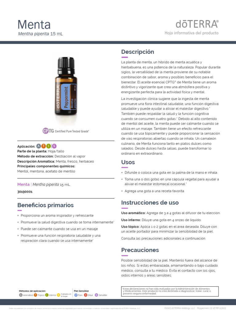 Aceite de Menta Peppermint Oil | PDF