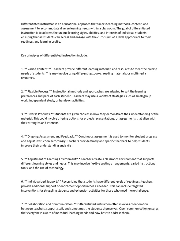 Differentiated Instruction | PDF