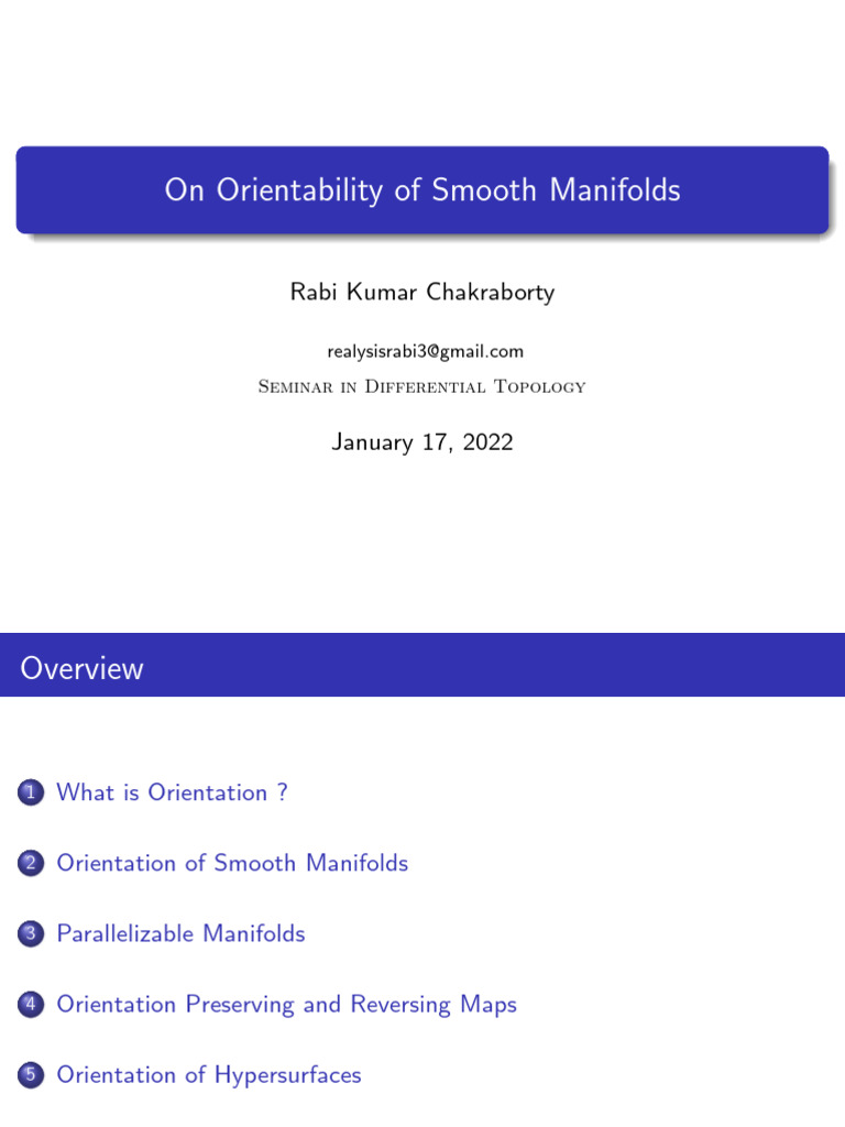 Orientability of Manifolds Presentation | PDF