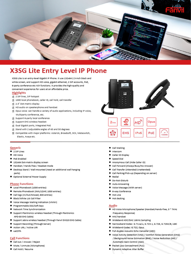 X3SG Lite Entry-Level IP Phone Features | PDF | Session Initiation ...