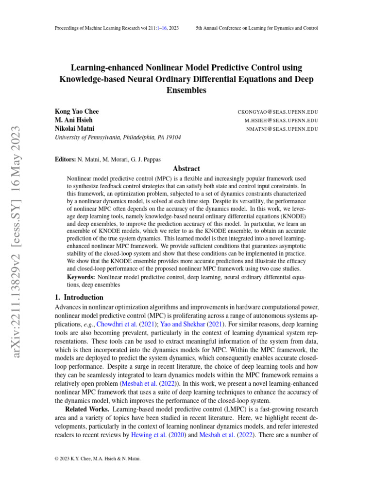 Learning-Enhanced Nonlinear Model Predictive Control Using Knowledge-Based Neural Ordinary ...