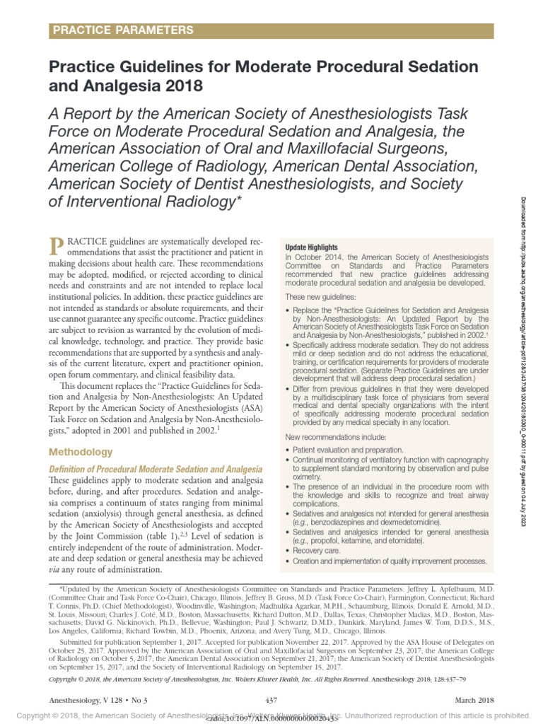 Guia Asa de Anestesia General y Sedación | PDF | Pain Management ...