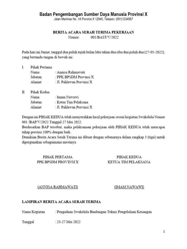 Lampiran 11 - Form Berita Acara Serah Terima | PDF