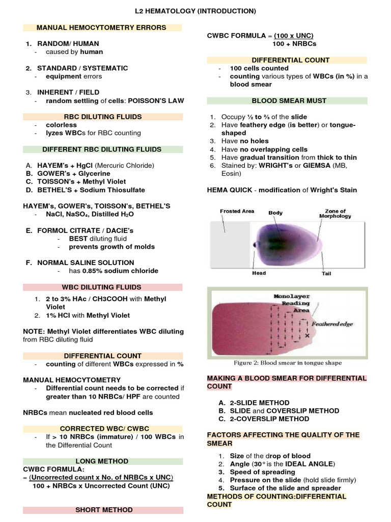 L2 Introduction To Hematology | PDF | White Blood Cell | Medicine