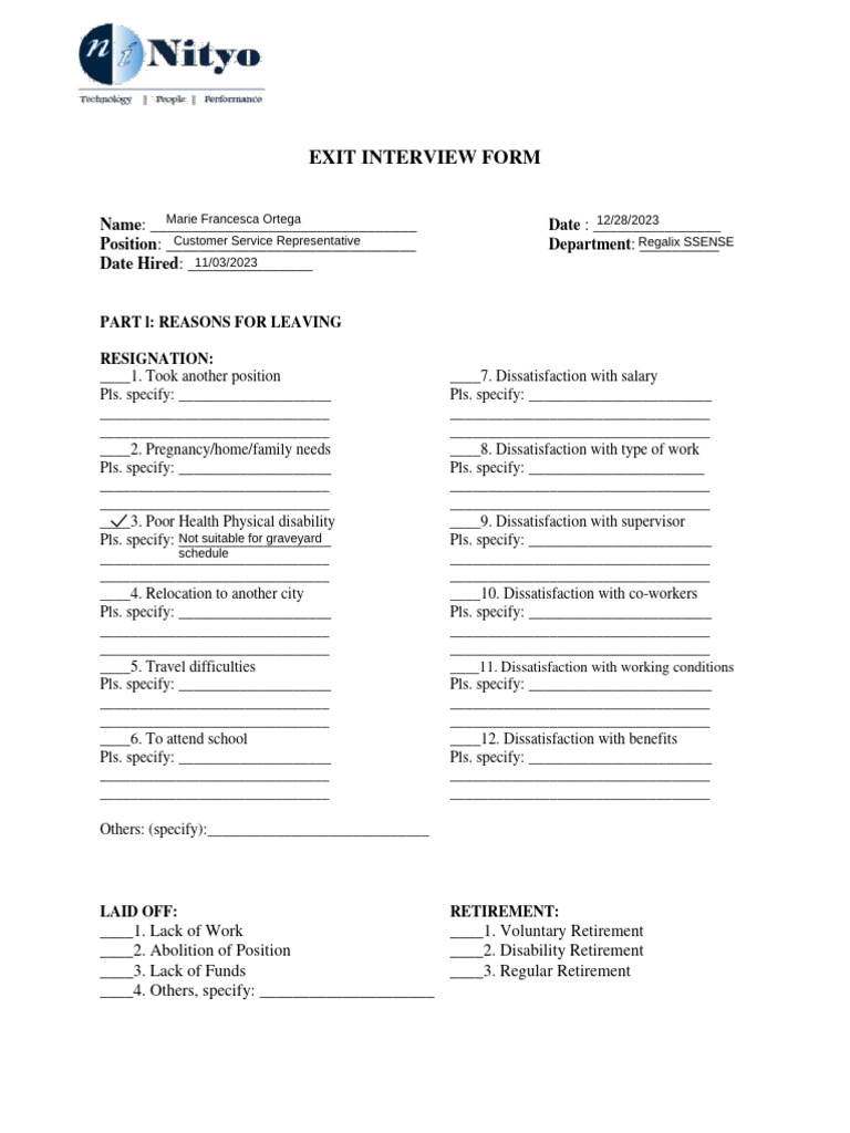 Exit Interview Form | PDF | Employee Relations | Labor