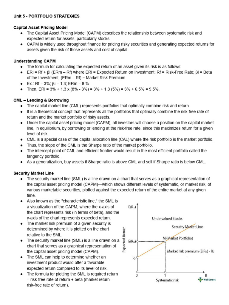 SAPM Unit 5 | PDF | Finance & Money Management