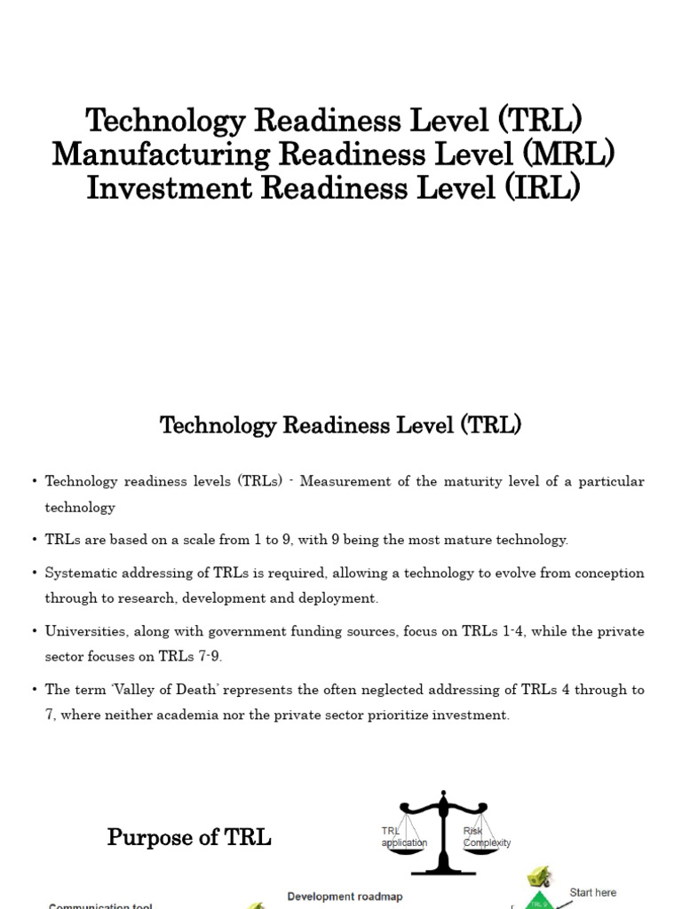 TRL Technology Readiness Level Developement-Stages-Trl-Mrl-Irl | PDF ...