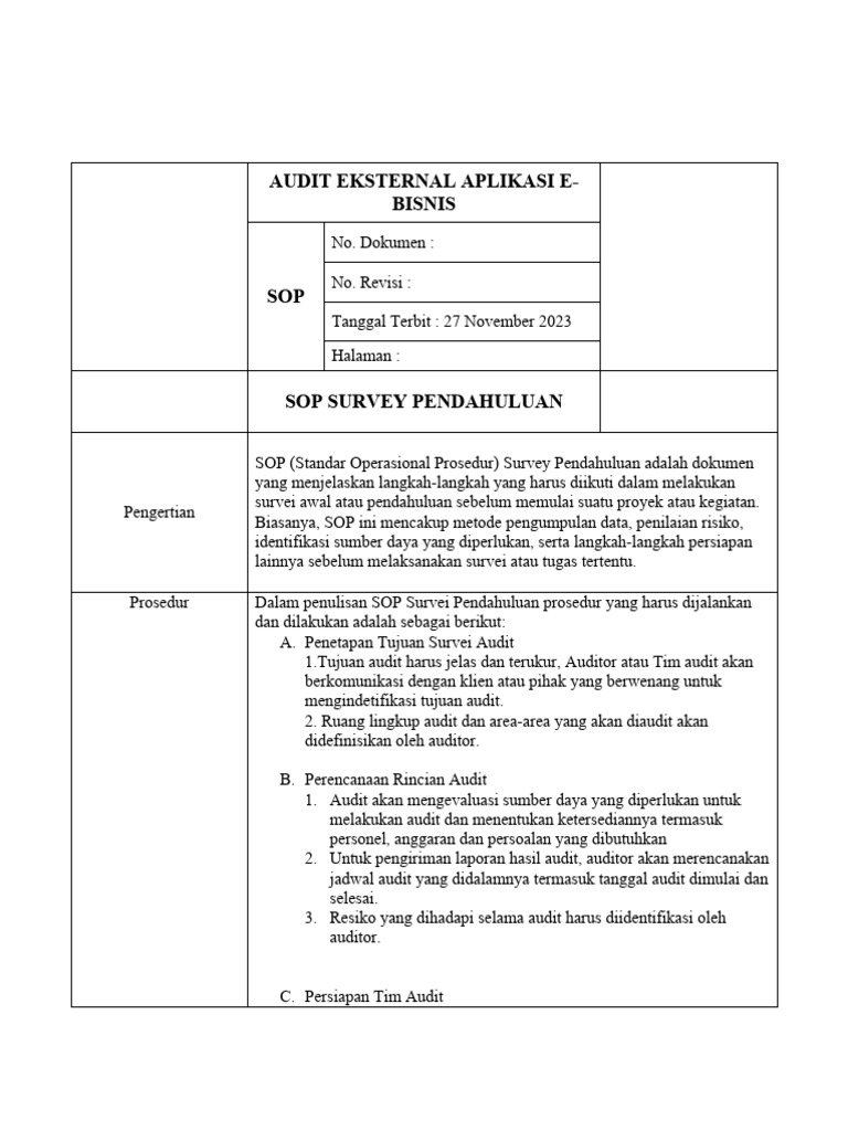 SOP Audit | PDF