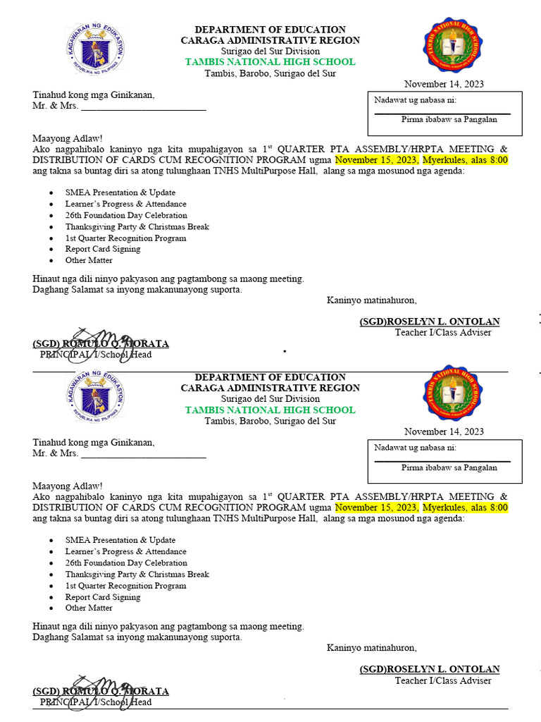 Communication-Letter-for-2nd-HRPTA-Meeting | PDF