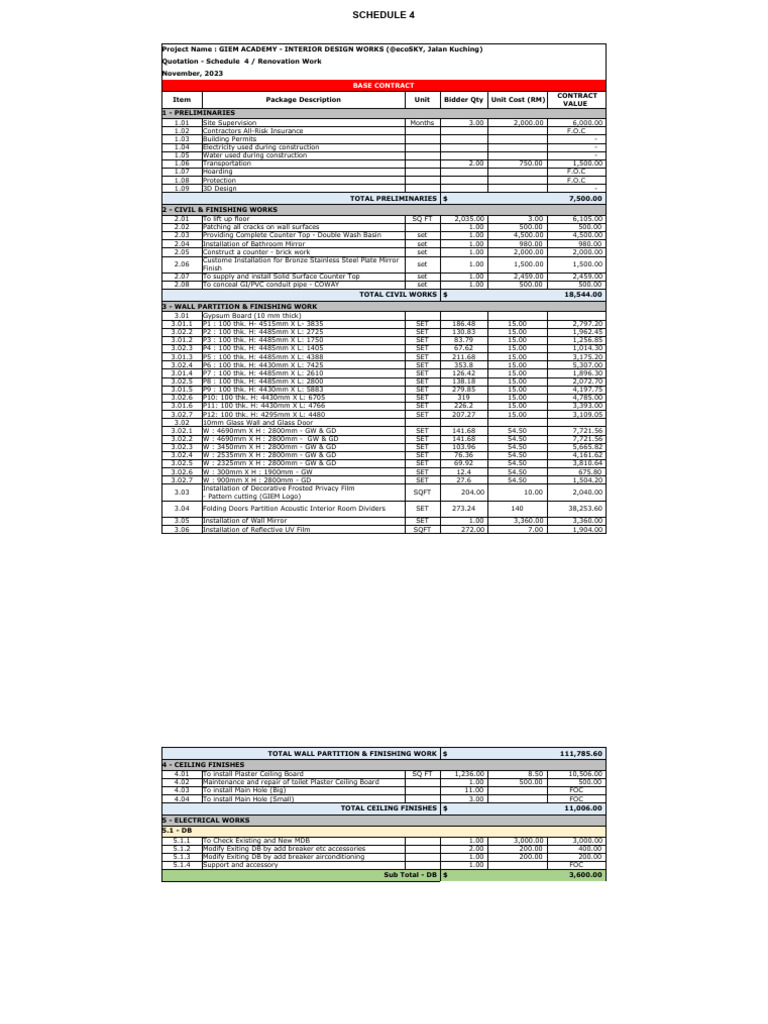 GIEM Academy Renovation Quotation | PDF | Technology & Engineering