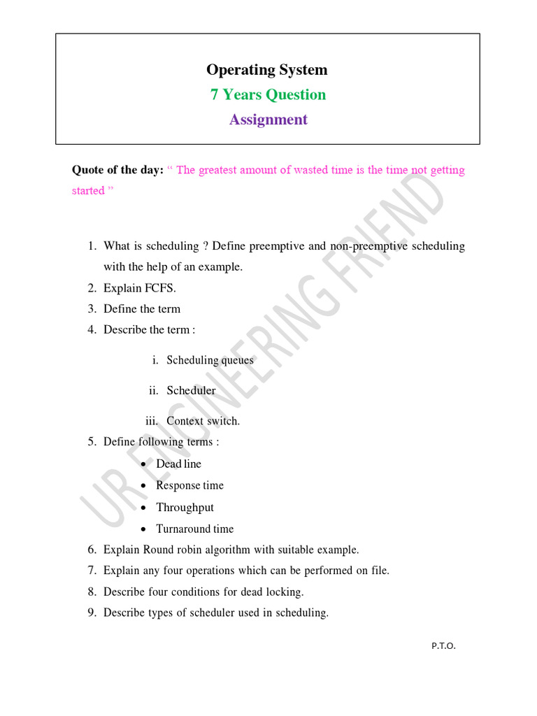 OSY 7 Years Assignment (4, 5 & 6) | PDF | Scheduling (Computing) | Computer Data