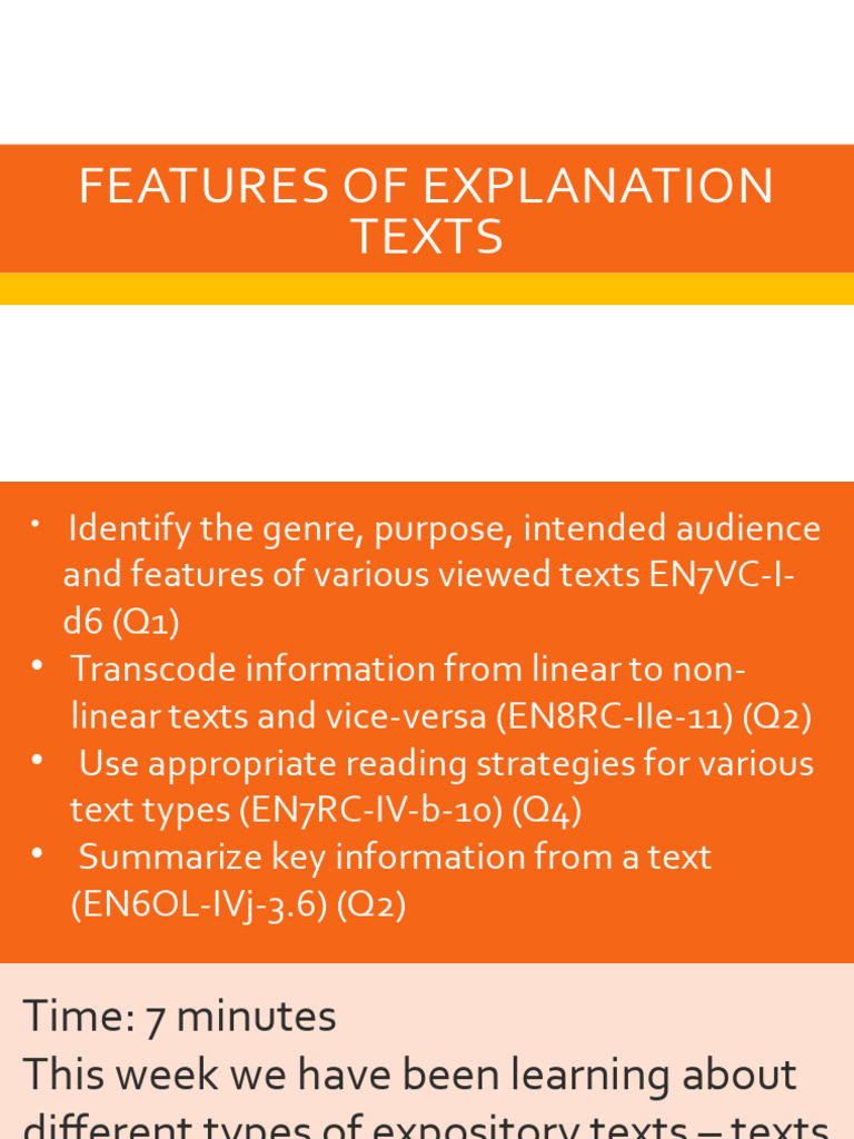 English Grade 7 Lesson Plan 10 - Features of Explanation Texts | PDF ...