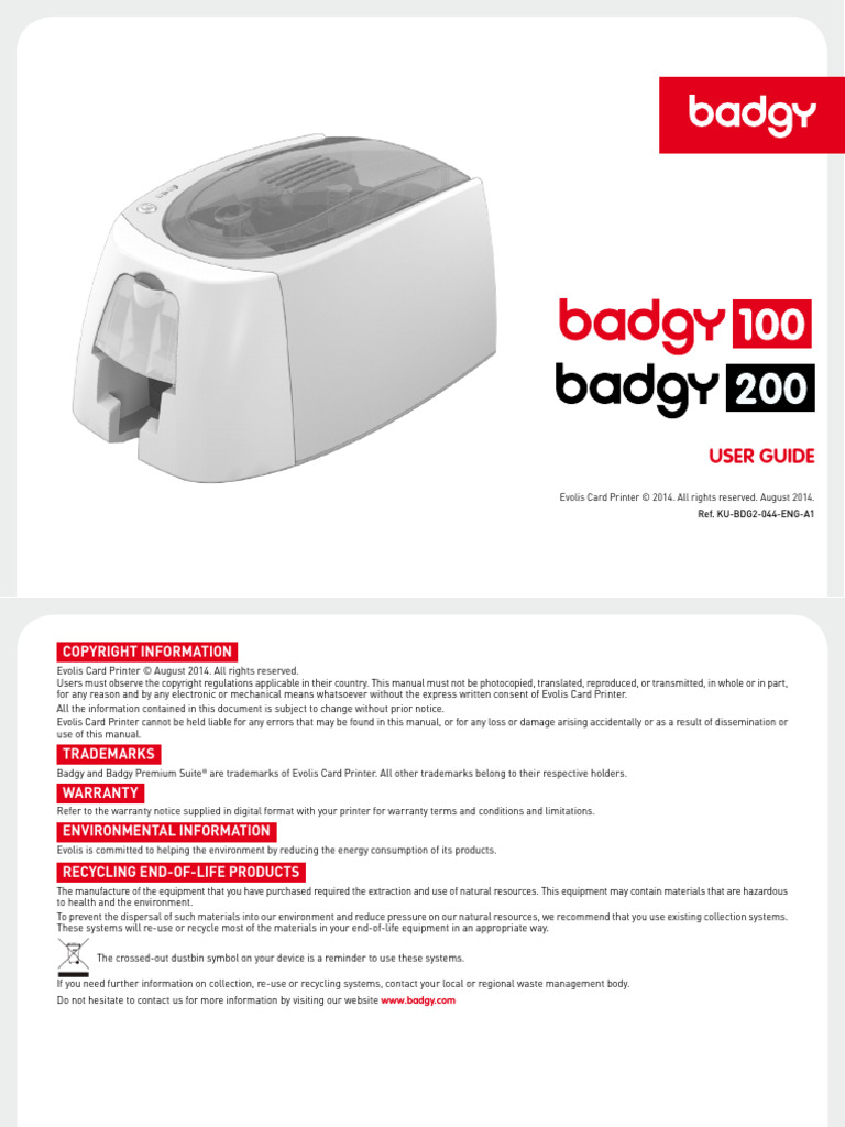 Evolis Badgy200 Users Guide | PDF Evolis Badgy200 Users Guide | PDF