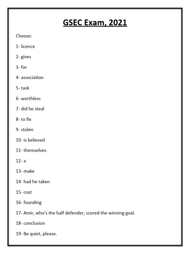 GSEC Exam - 2021 | PDF