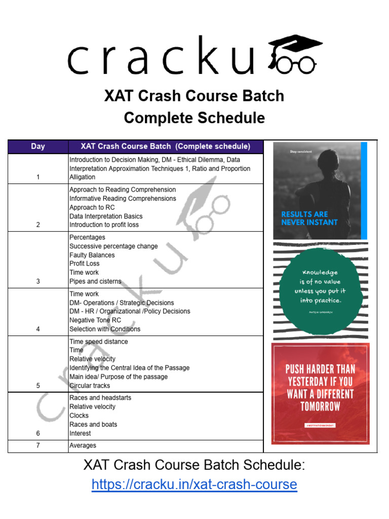 XAT Crash Course Batch Complete Schedule-1 | PDF | Teaching Methods ...