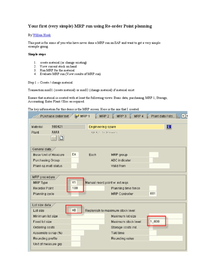 MRP Reorder Point Planning | PDF | Computers