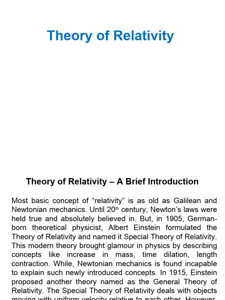 Relativity Lectures | PDF