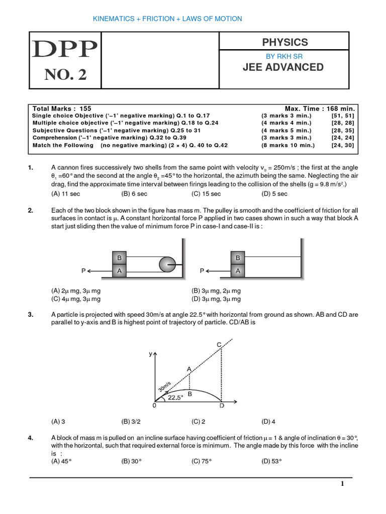 DPP-2 | PDF | Force | Tension (Physics)